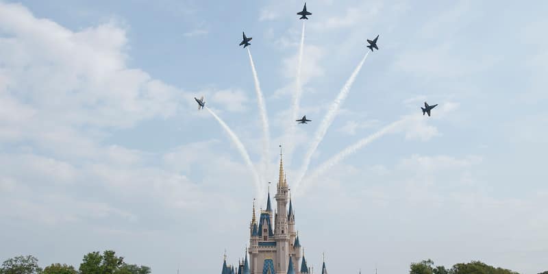 Blue Angels perform fly over at Magic Kingdom
