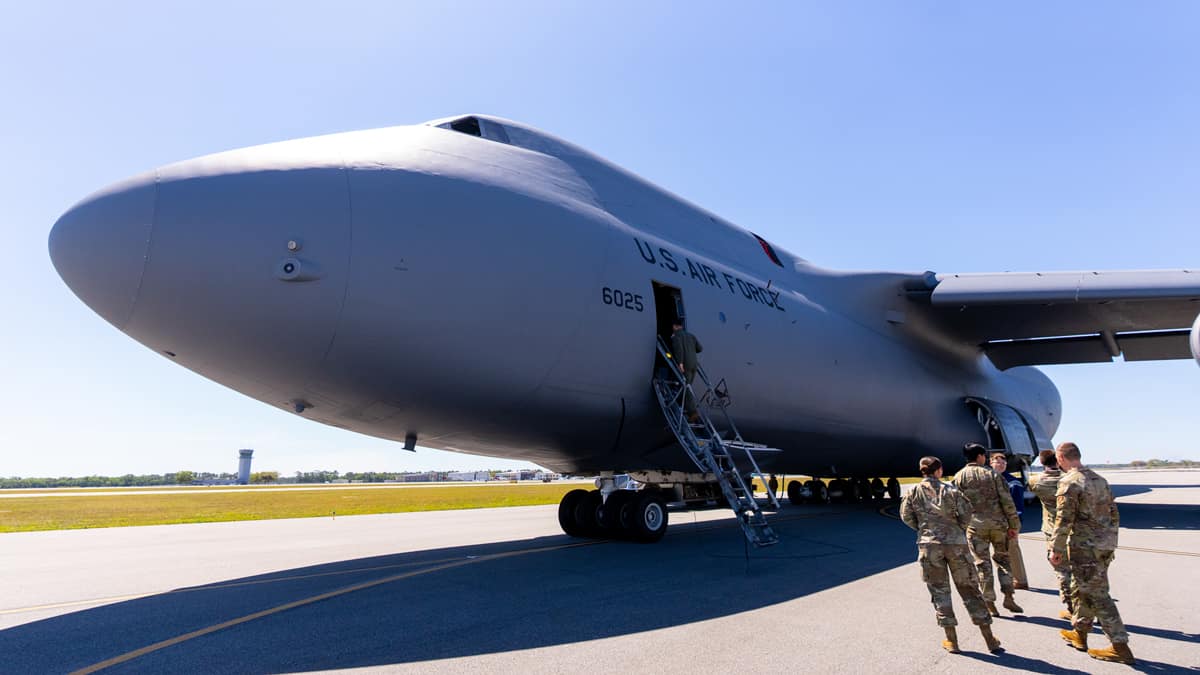 Embry-Riddle Air Force ROTC Cadets Climb Onboard Air Forces Largest Plane